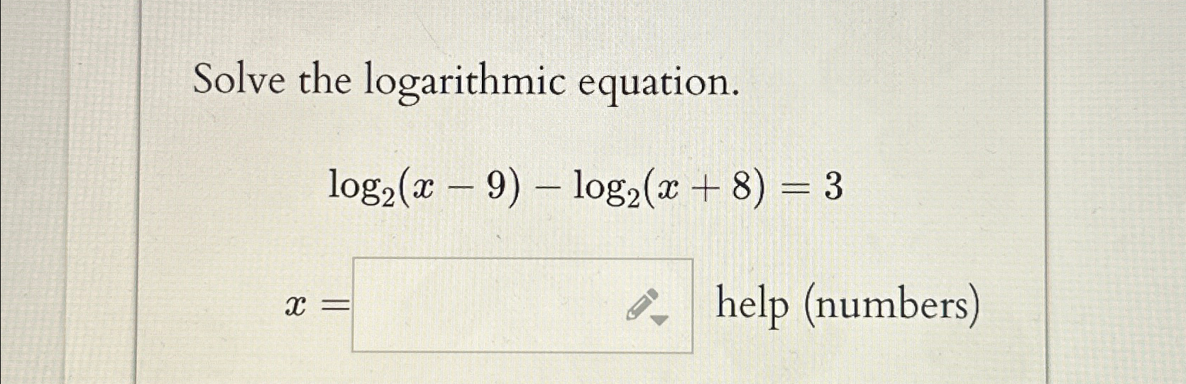 Solved Solve the logarithmic | Chegg.com