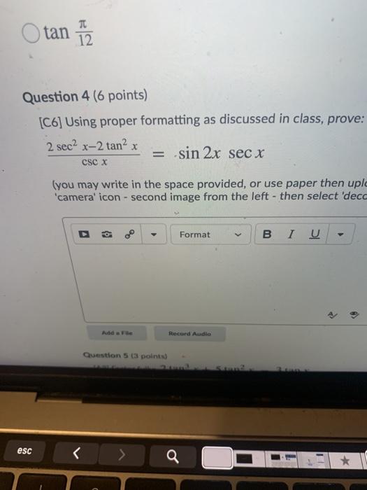 Solved tan 12 Question 4 (6 points) (C6] Using proper | Chegg.com