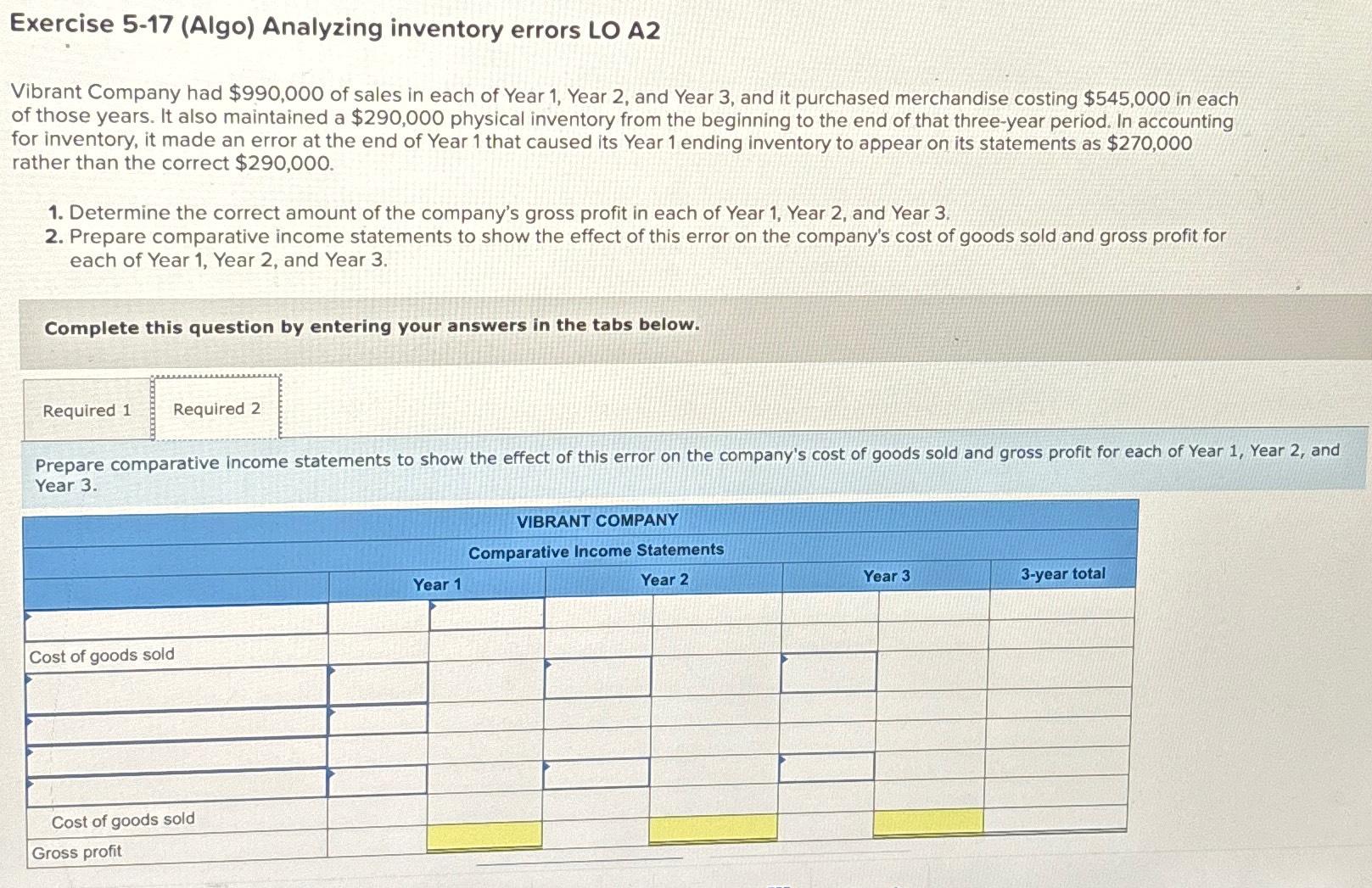 Solved Exercise 5-17 (Algo) ﻿Analyzing inventory errors LO | Chegg.com