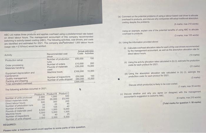 Solved Sono bron (a) Comment on the potential problems of | Chegg.com