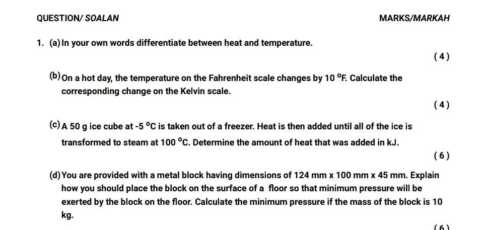 Solved QUESTION/ SOALAN MARKS/MARKAH 1. (a) In your own | Chegg.com