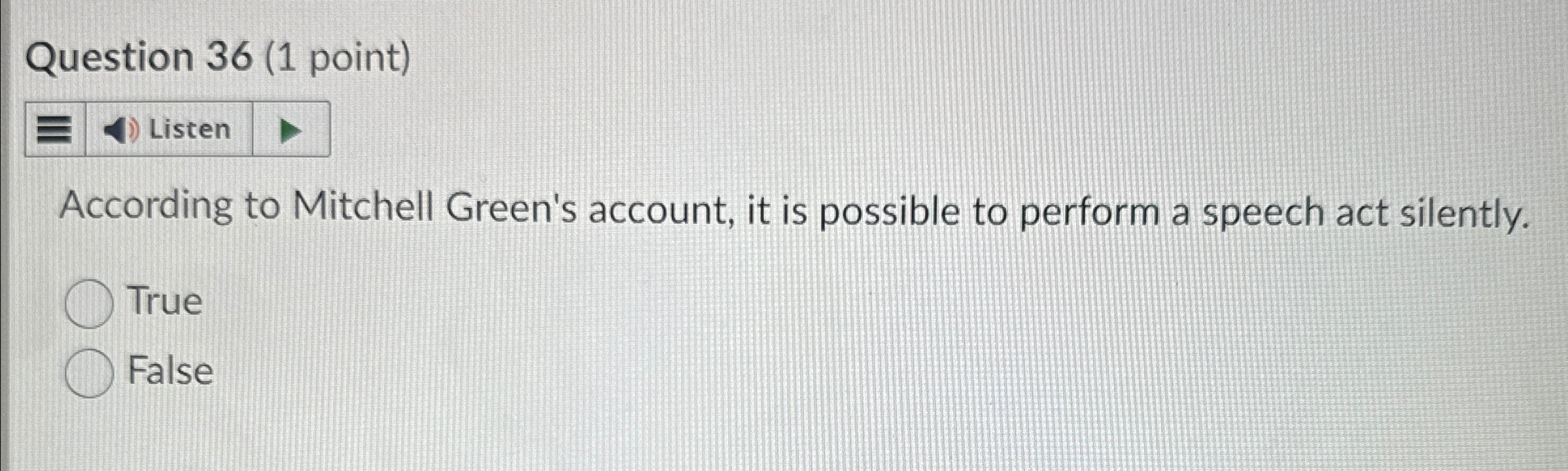 Solved Question 36 (1 ﻿point)According to Mitchell Green's | Chegg.com