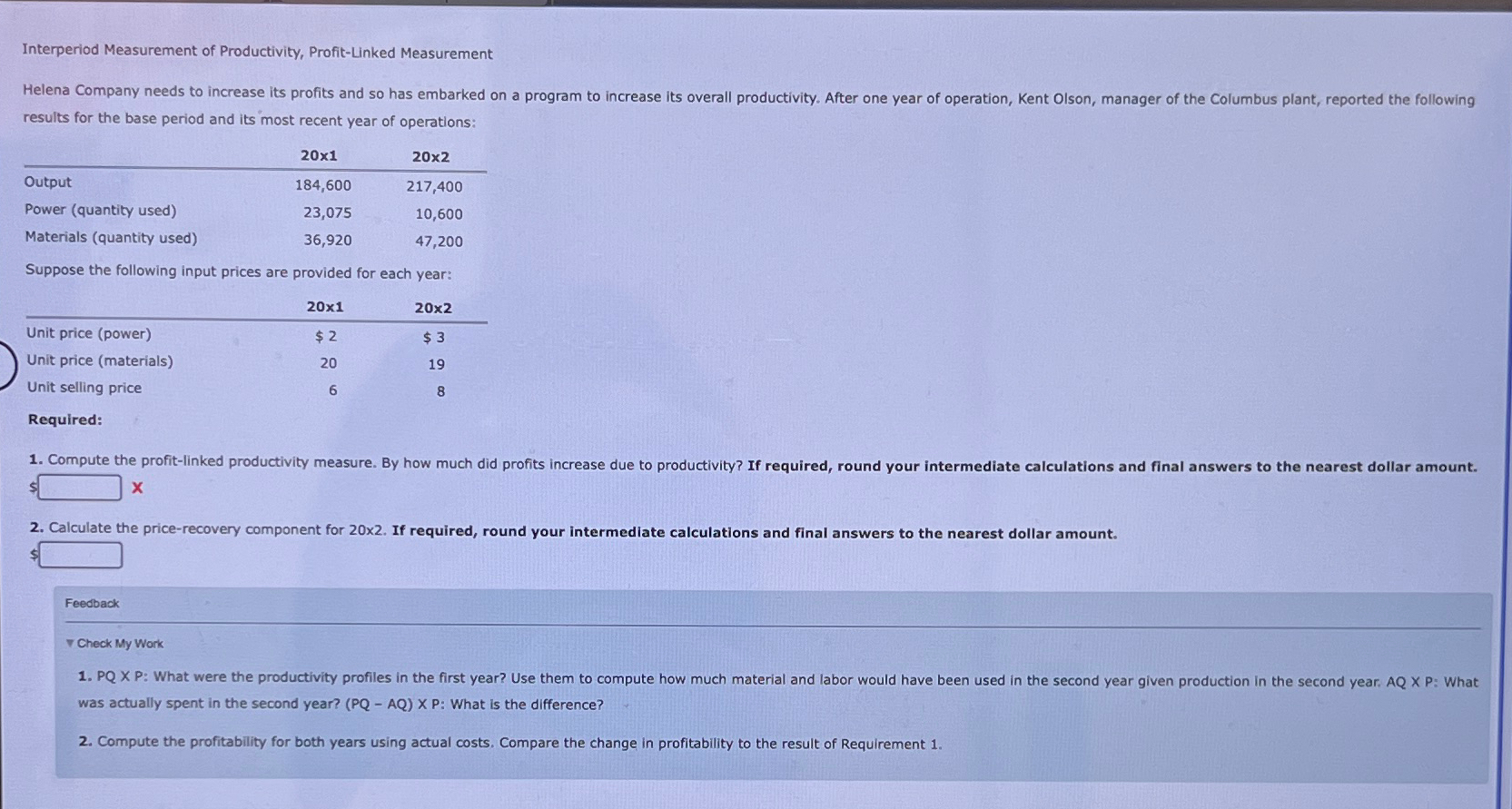 Solved Interperiod Measurement of Productivity, | Chegg.com