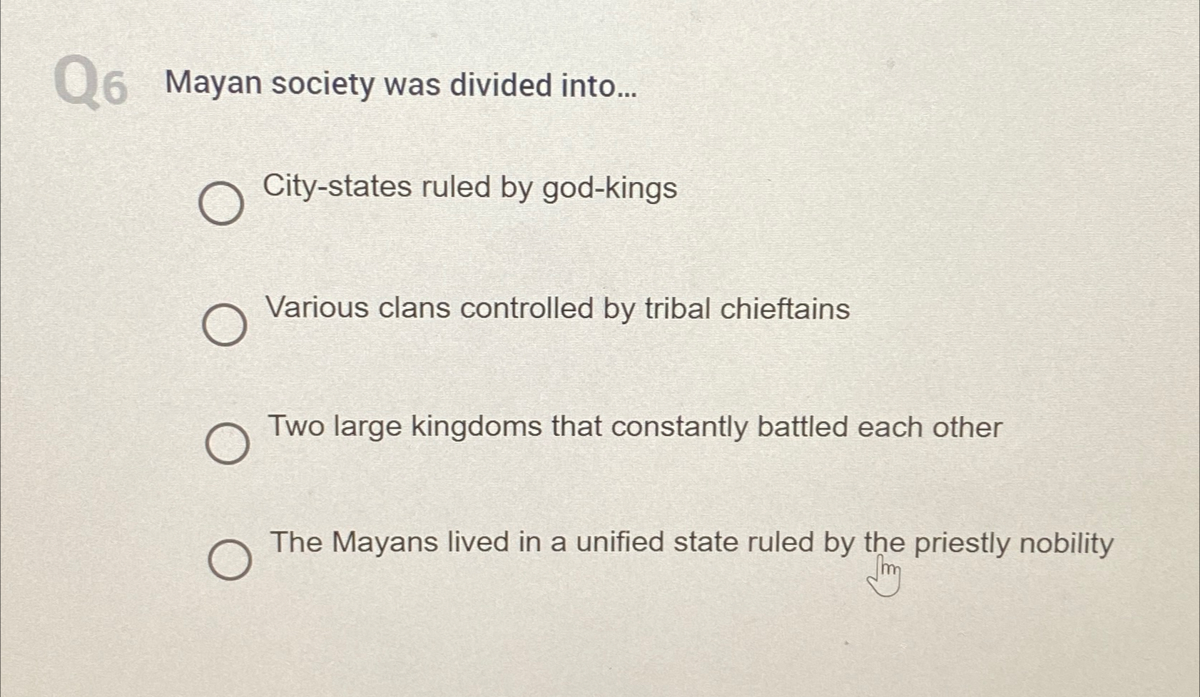 Solved Mayan society was divided into...City-states ruled by | Chegg.com