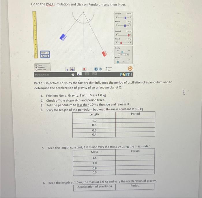 Solved Go to the PhET simulation and click on Pendulum and | Chegg.com