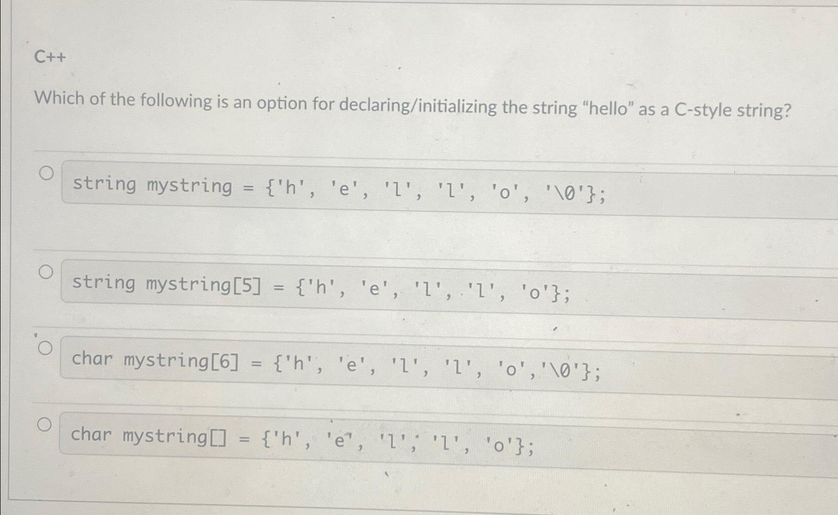 Solved C++Which of the following is an option for | Chegg.com