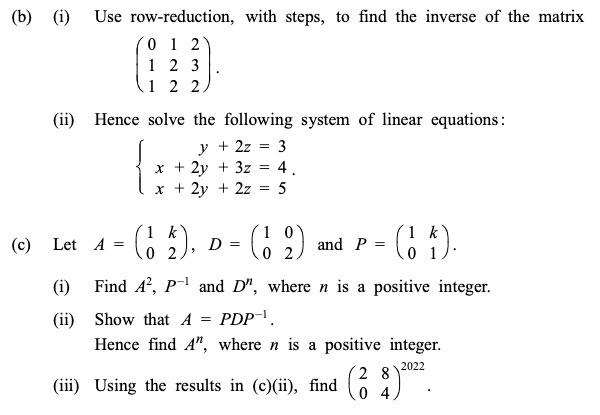 Solved (i) Find the row-reduced form, with steps, of the | Chegg.com