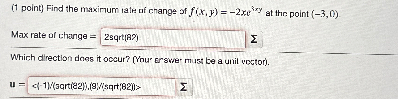 Solved (1 ﻿point) ﻿Find the maximum rate of change of | Chegg.com