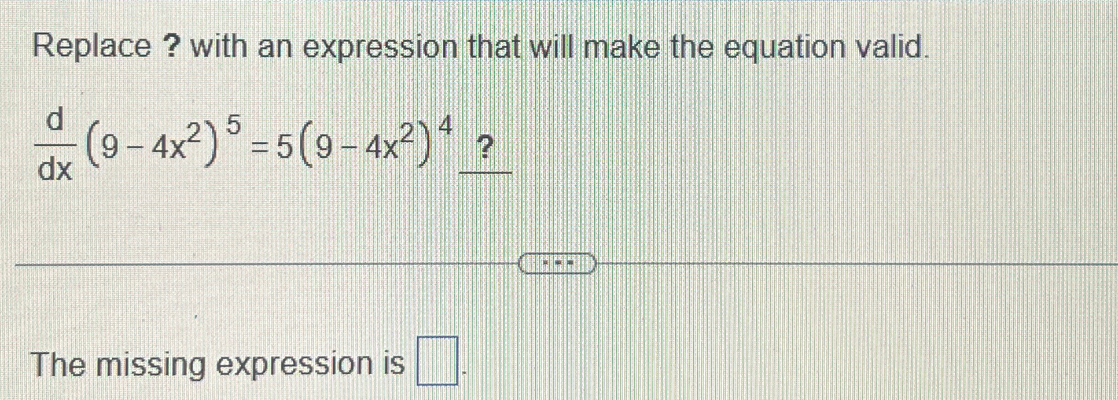 Solved Replace ? ﻿with an expression that will make the | Chegg.com