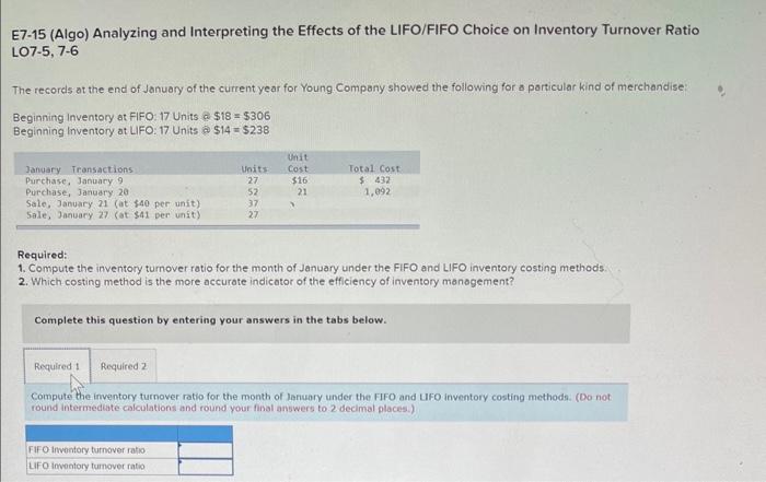 Solved E7-15 (Algo) Analyzing and Interpreting the Effects | Chegg.com