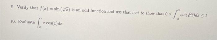 Solved 9. Verify that f(x)=sin(3x) is an odd function and | Chegg.com