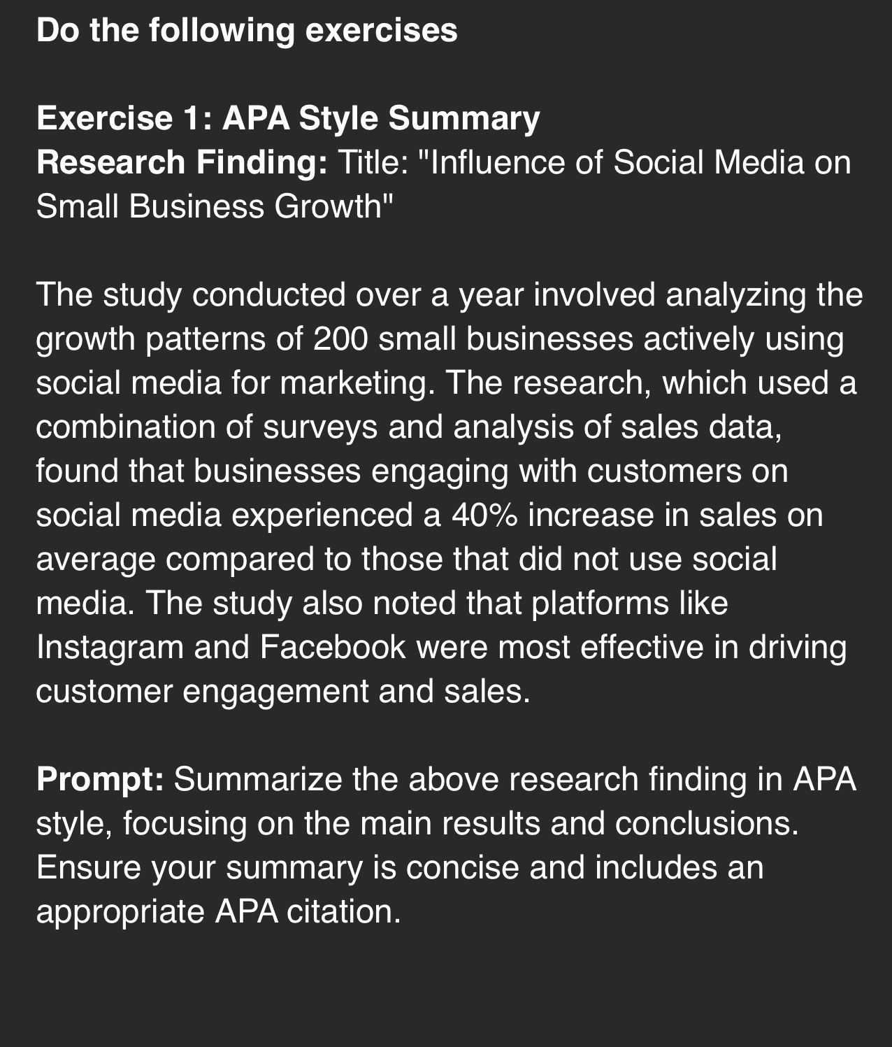 Solved Do the following exercisesExercise 1: APA Style | Chegg.com