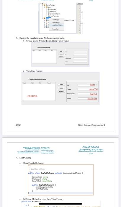 Lab 8: Writing Java Database Applications using the | Chegg.com