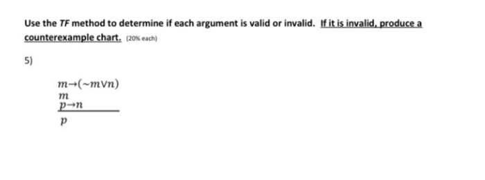 Solved Use The Tf Method To Determine If Each Argument Is 3146