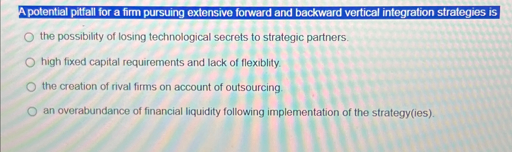 Solved A potential pitfall for a firm pursuing extensive | Chegg.com