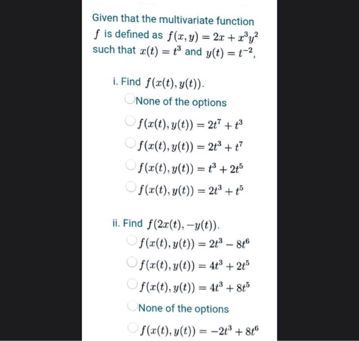 Solved Given that the multivariate function f is defined as | Chegg.com