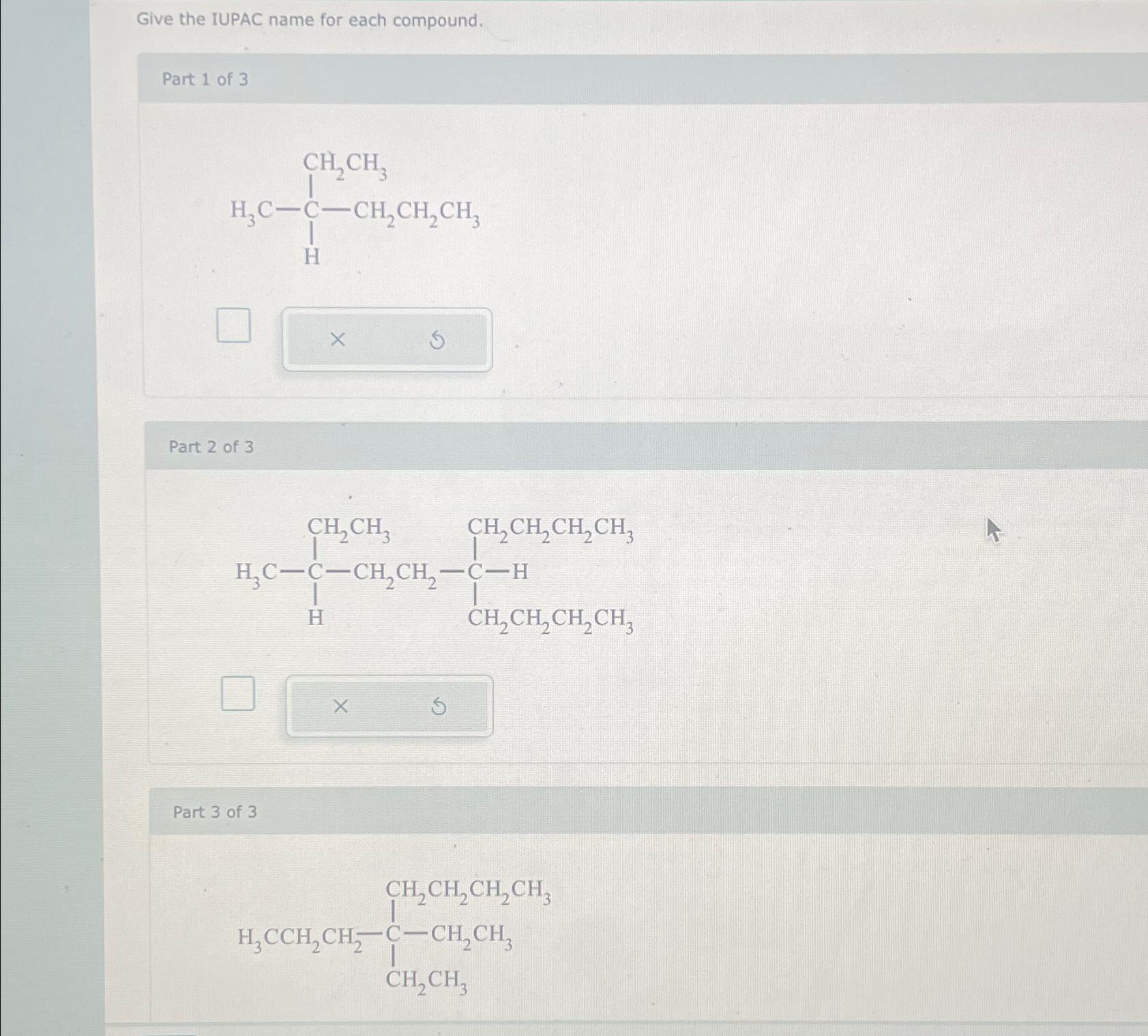 Solved Give the IUPAC name for each compound.Part 1 ﻿of | Chegg.com