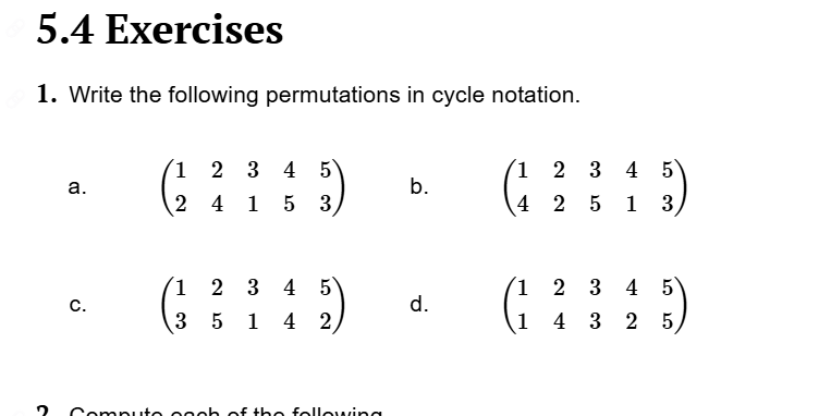 5.4 ﻿ExercisesWrite the following permutations in | Chegg.com