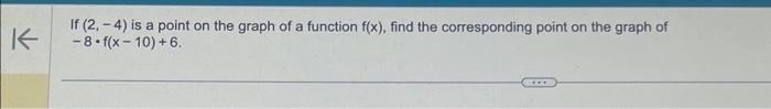 Solved K If (2,-4) is a point on the graph of a function | Chegg.com