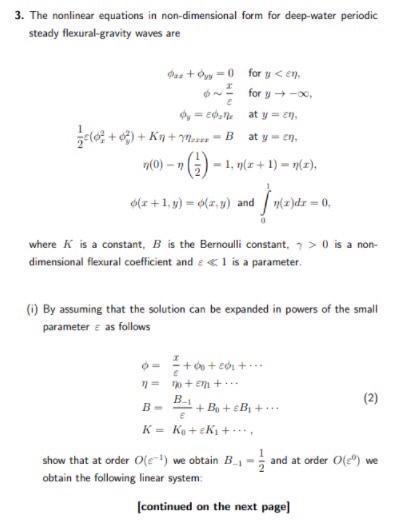 3. The nonlinear equations in non-dimensional form | Chegg.com