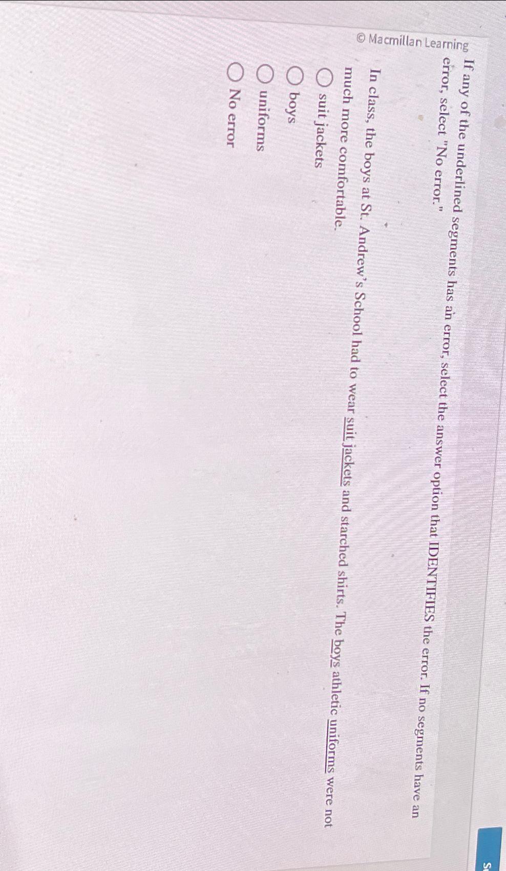 If any of the underlined segments has an error, | Chegg.com