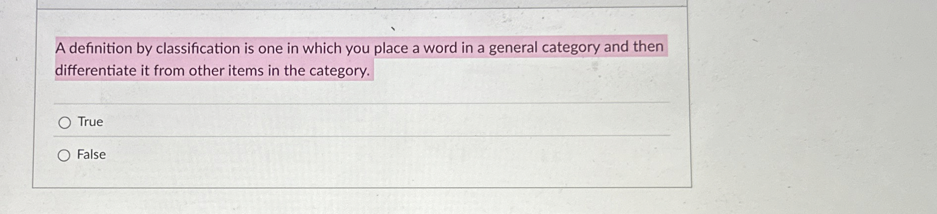 Solved A definition by classification is one in which you | Chegg.com