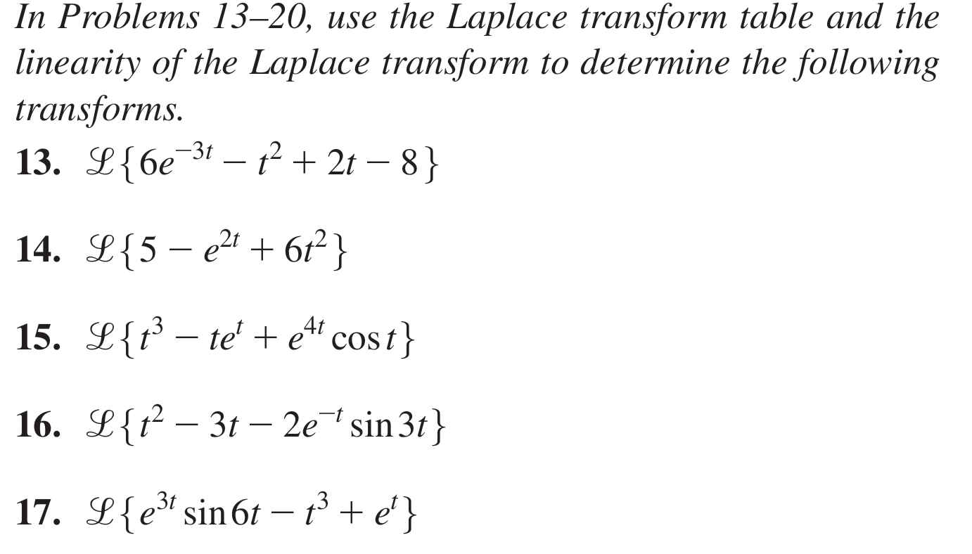Solved use the Laplace transform table and thelinearity of | Chegg.com