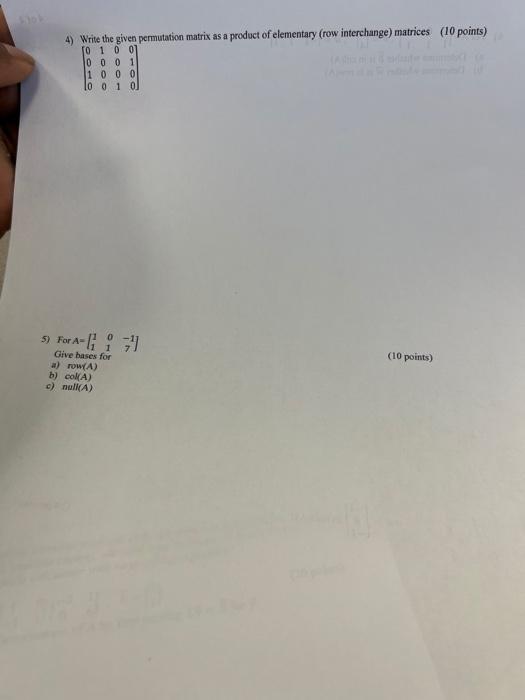 Solved 4) Write the given permutation matrix as a product of | Chegg.com