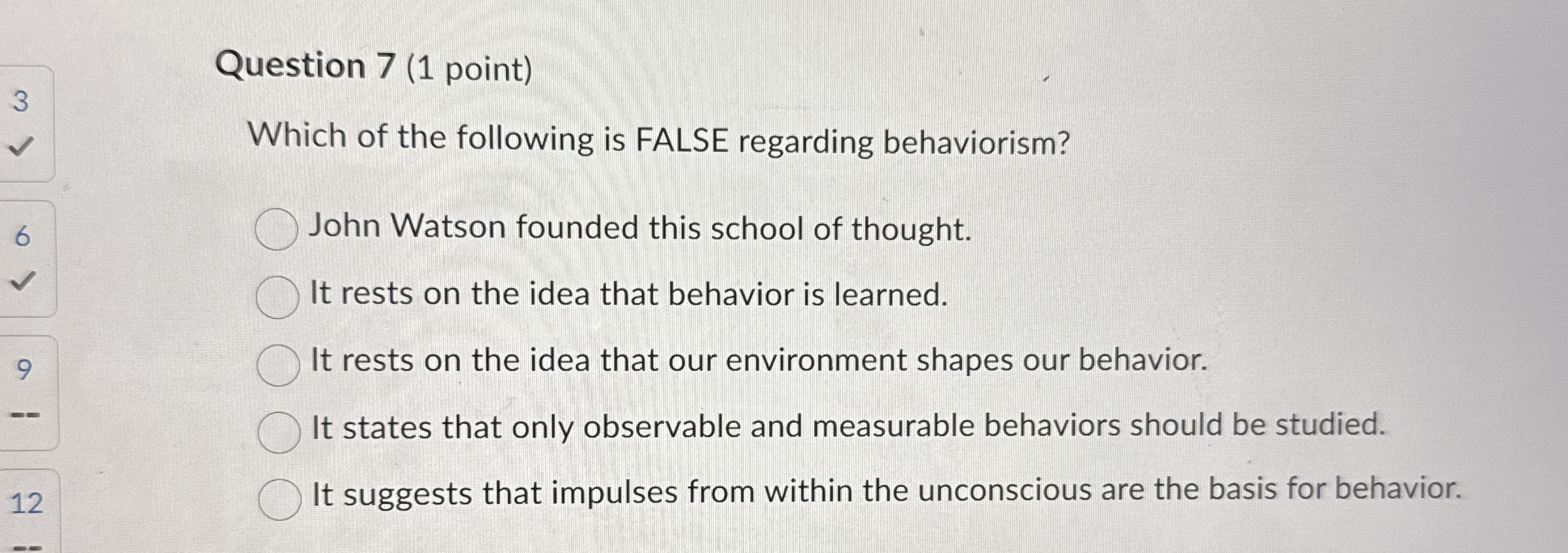 Question 7 (1 ﻿point)Which of the following is FALSE | Chegg.com