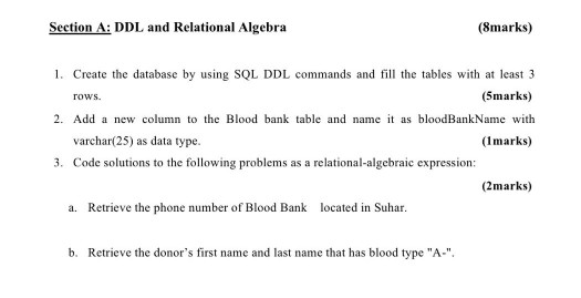 Solved Section A Ddl And Relational Algebra 8marks 1
