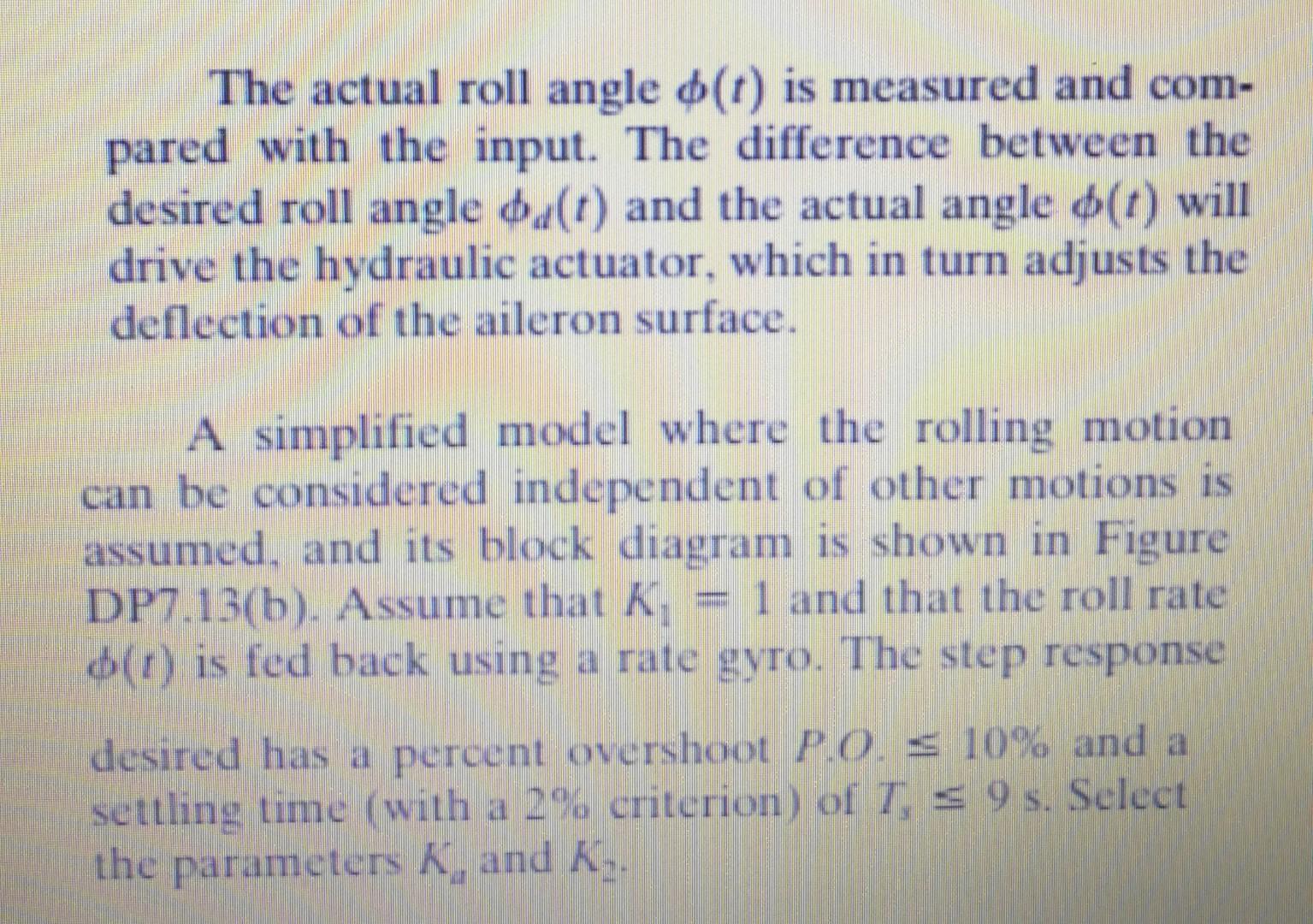 Solved DP7.13 The automatic control of an airplane is one | Chegg.com