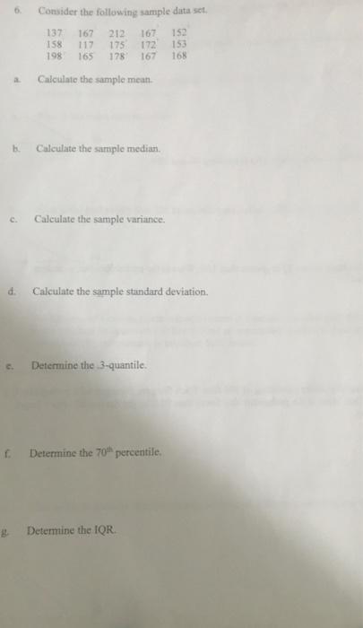 Solved 6. Consider the following sample data set. a. | Chegg.com