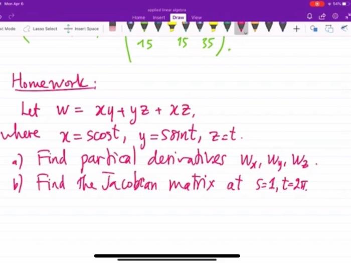 Solved Let w=xy+yz+xz, where x=scost,y=sint,z=t. a) Find | Chegg.com
