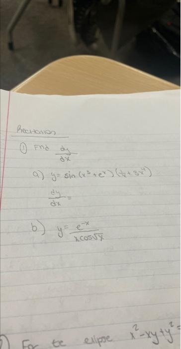 Solved (1) Find dxdy a) y=sin(x3+ex)(x+3x4)dxdy= b) | Chegg.com