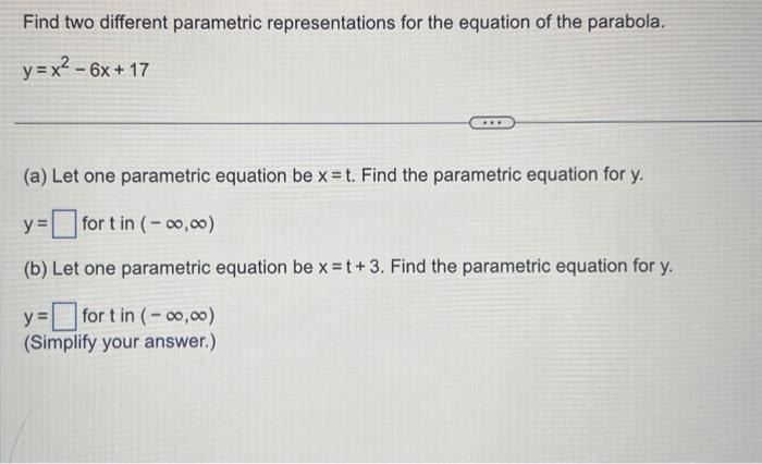 Solved Find two different parametric representations for the | Chegg.com