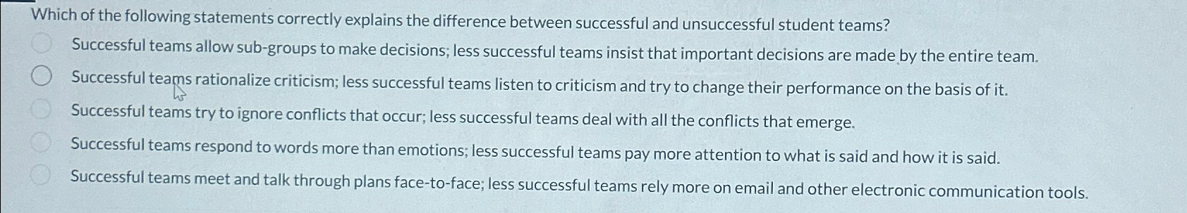 Solved Which of the following statements correctly explains | Chegg.com