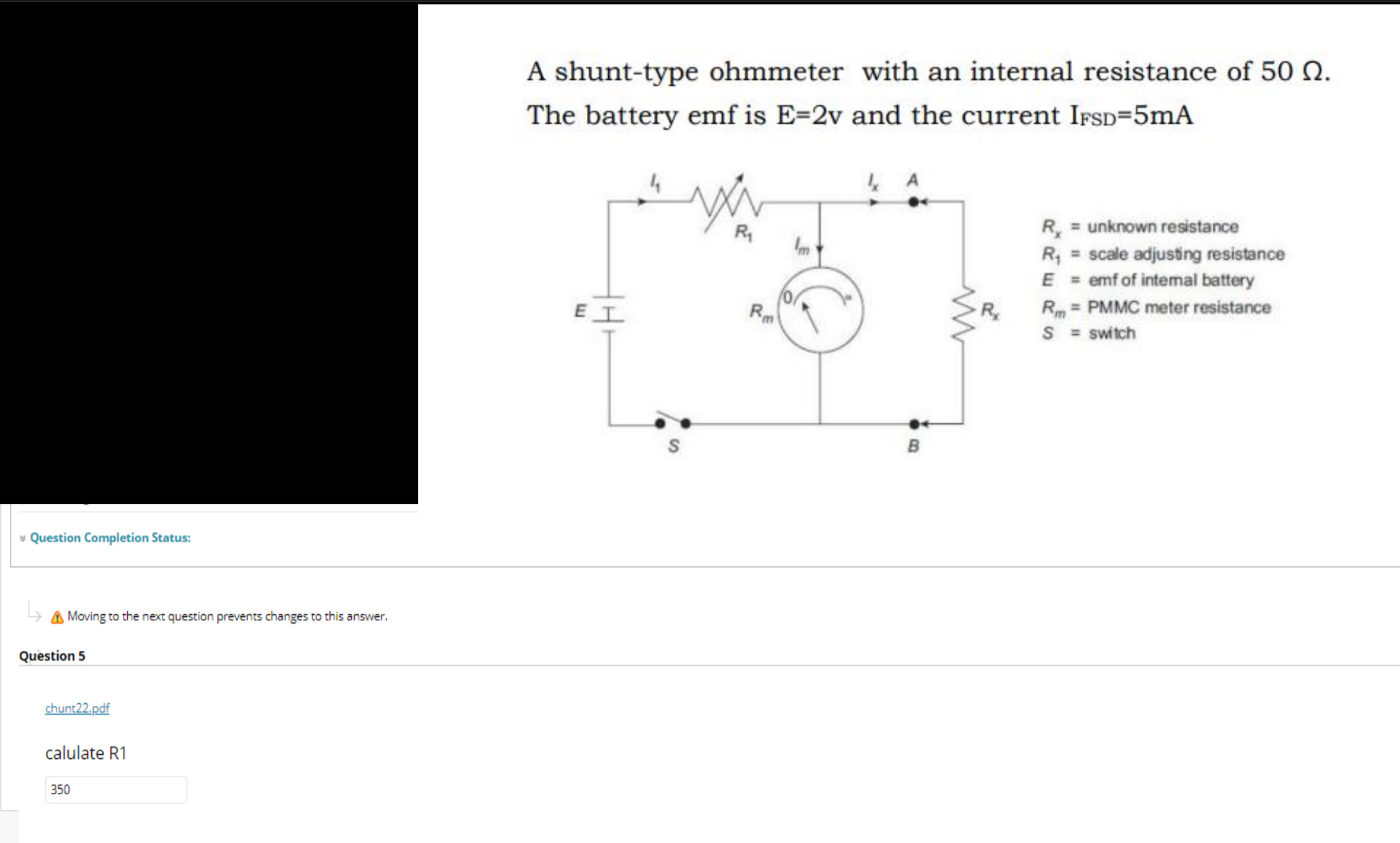 Solved A shunt-type ohmmeter with an internal resistance of | Chegg.com ...