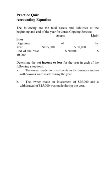 Solved Assets of Practice Quiz Accounting Equation The | Chegg.com