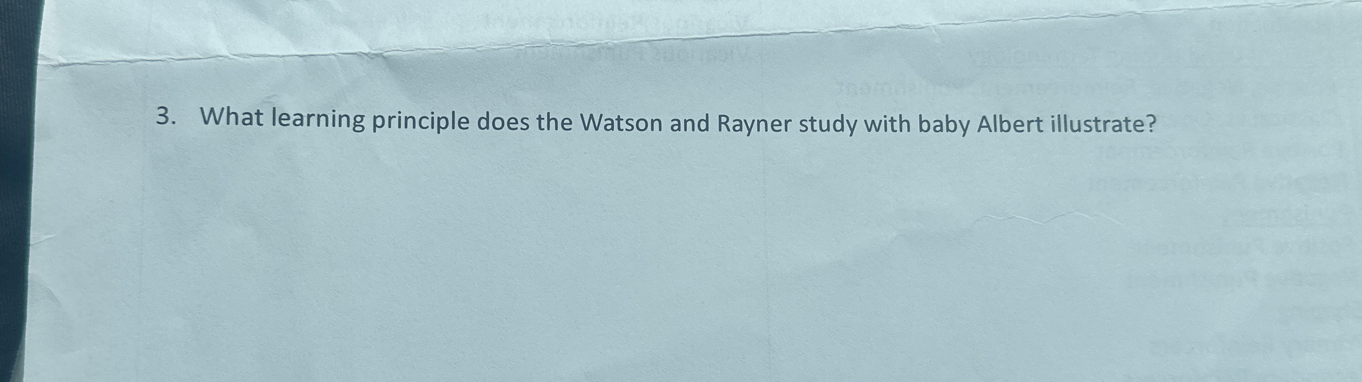Solved What learning principle does the Watson and Rayner | Chegg.com