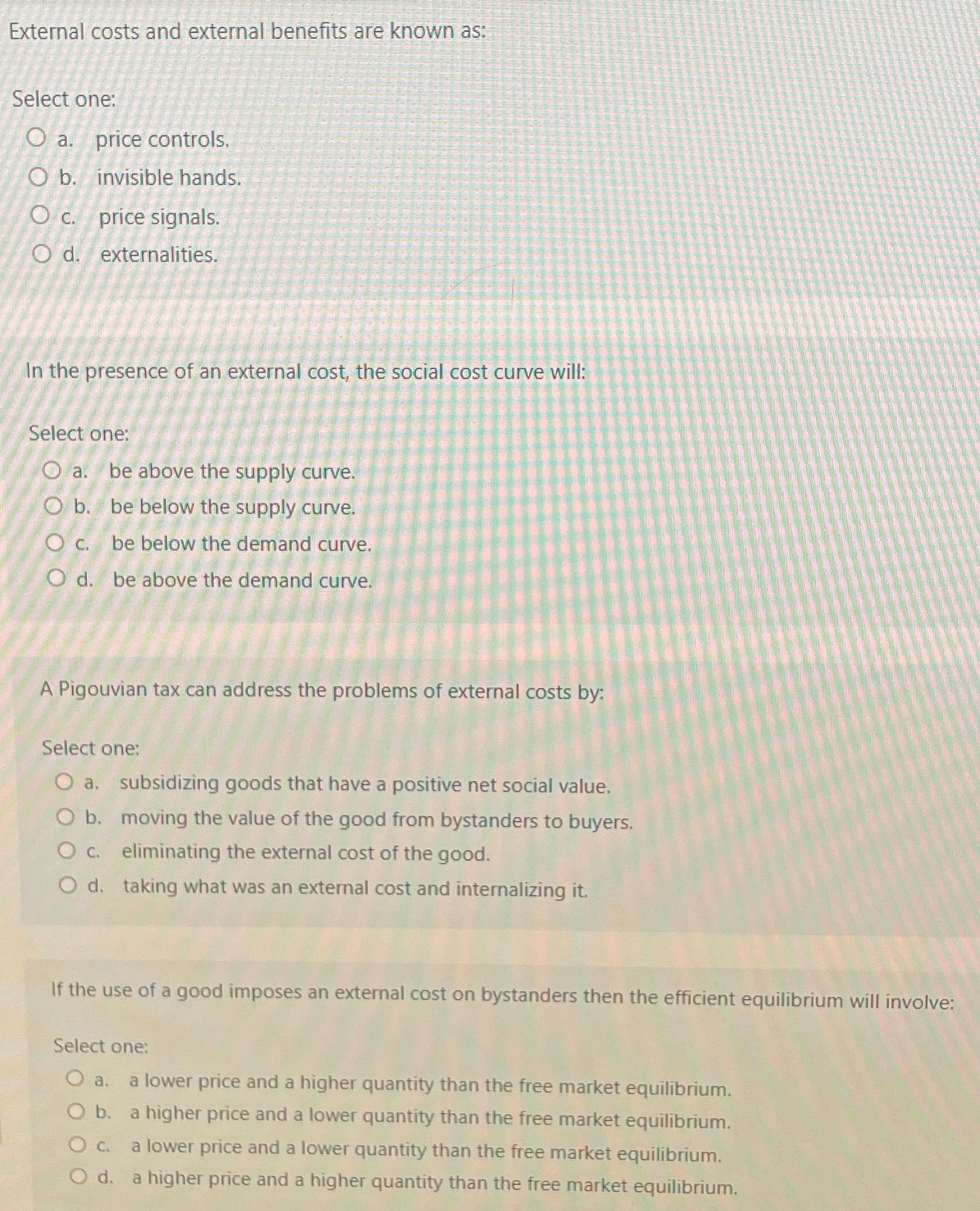 Solved External costs and external benefits are known | Chegg.com