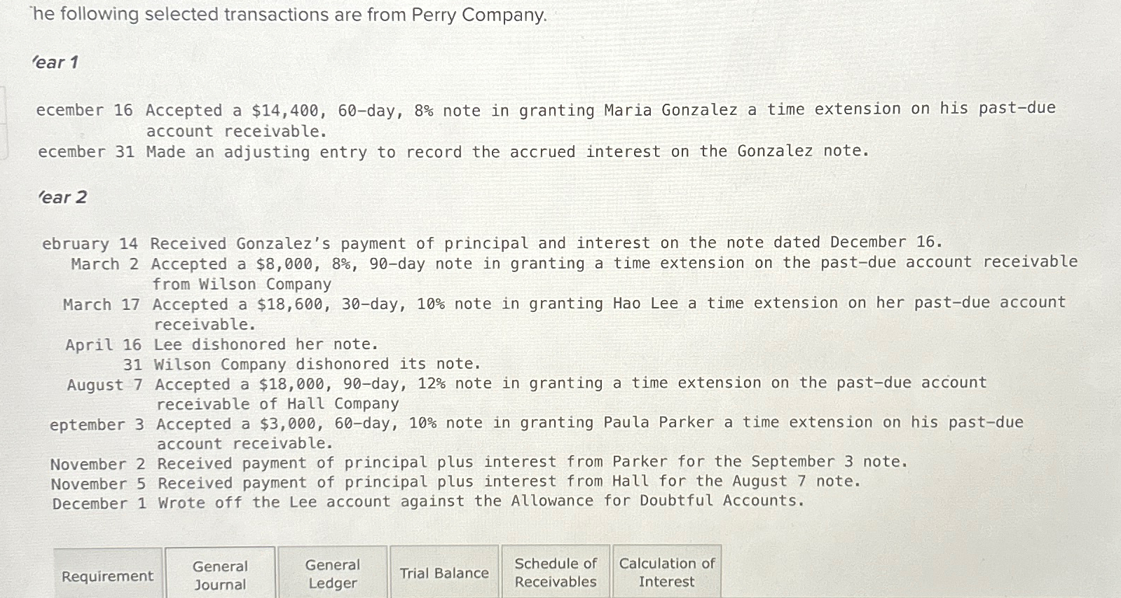 he following selected transactions are from Perry | Chegg.com