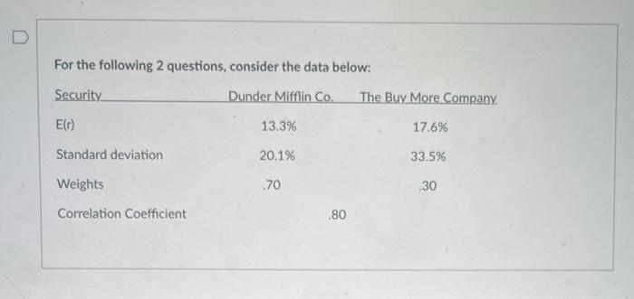 Solved For the following 2 questions, consider the data | Chegg.com