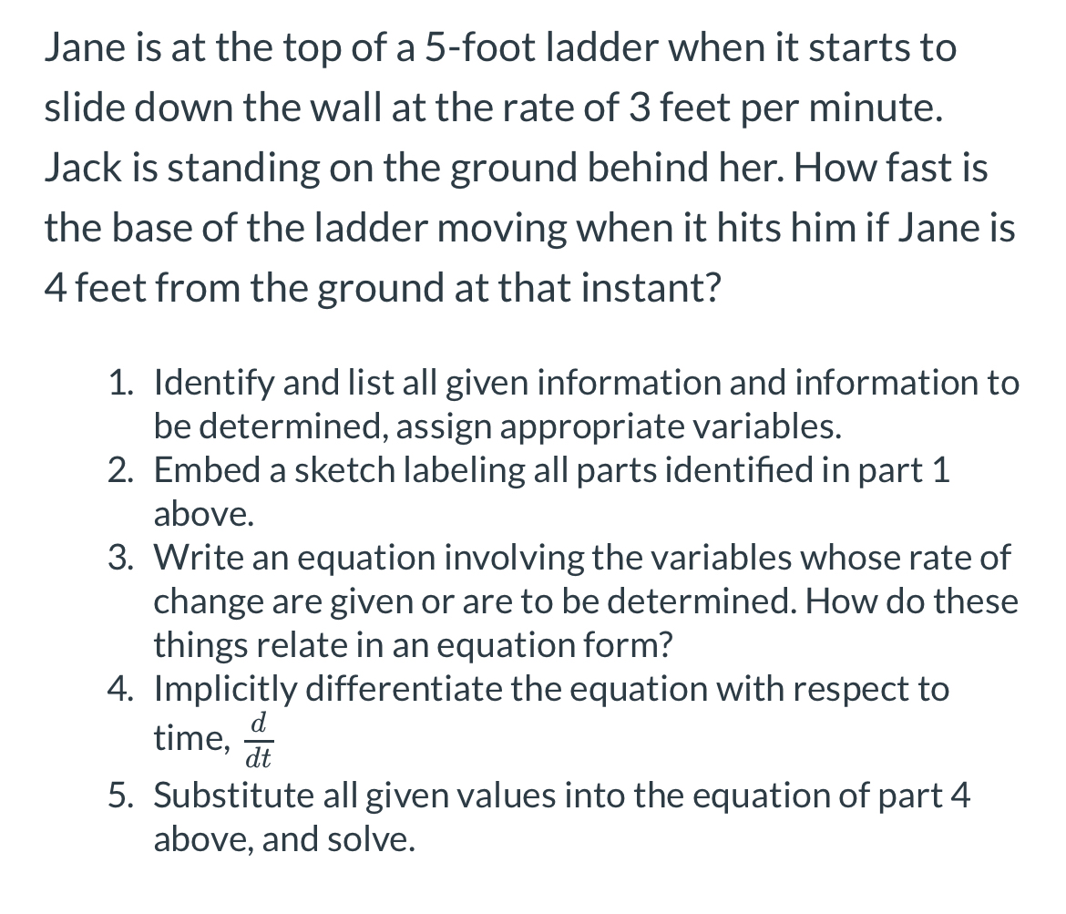 Solved Jane is at the top of a 5 -foot ladder when it starts | Chegg.com