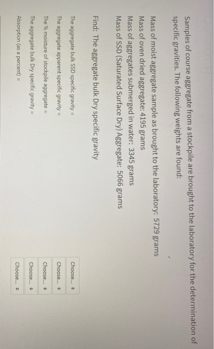 Solved Samples of course aggregate from a stockpile are | Chegg.com