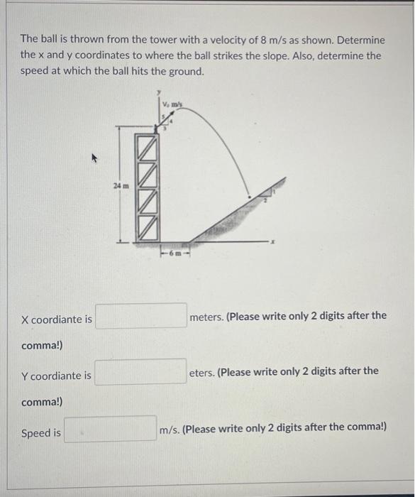 Solved The ball is thrown from the tower with a velocity of | Chegg.com
