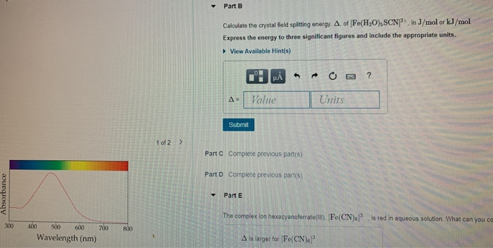 Solved Part B Calculate the crystal field splitting energy. | Chegg.com