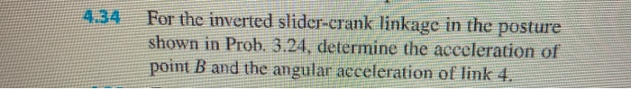 Solved 4:34 For the inverted slider-crank linkage in the | Chegg.com