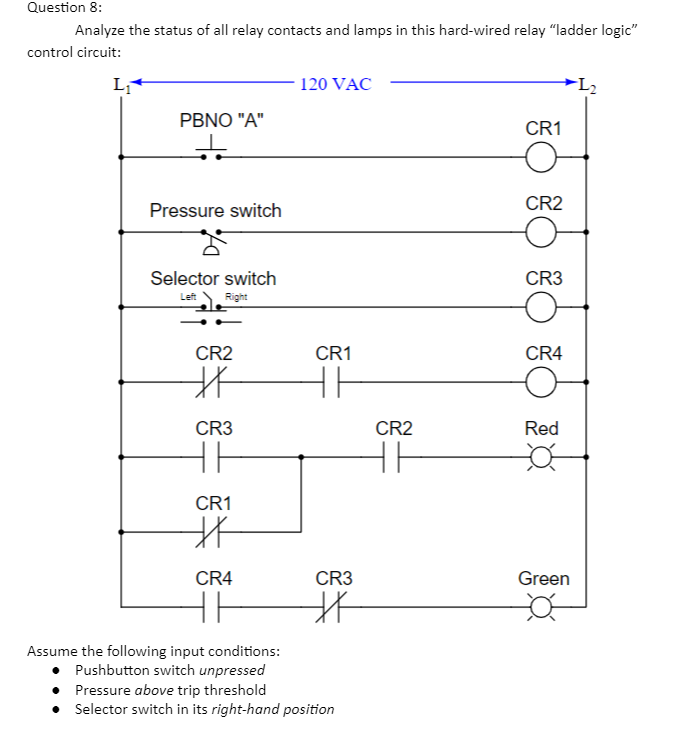 Solved Analyze the status of all relay contacts and lamps in | Chegg.com