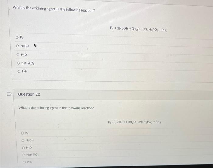 [Solved]: What is the oxidizing agent in the following reac