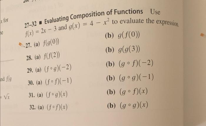 Solved 27−32 Evaluating Composition of Functions Use | Chegg.com
